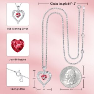 Iefil Nurse Gifts Necklaces for Women, 925 Sterling Silver Birthstone Necklace Jewelry RN Registered Nurse Graduation Retirement Gifts Nurse Week Thank You Gifts, Sterling Silver, Created Ruby