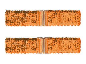 allegra k ladies shinny wide waist belts interlock buckles sequins decor stretchy belts for women 2pcs 60cm/23.62" orange