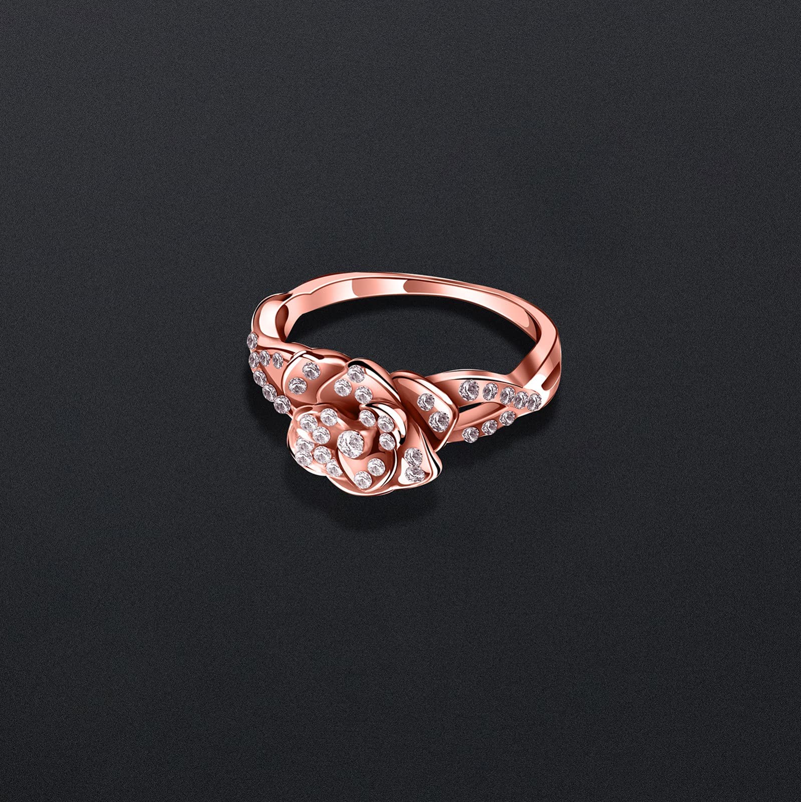 Cock Ring Set Engagement Out Jewelry Wedding Women Gift Commemorate Accessories Ring Rings (Rose Gold, 5)