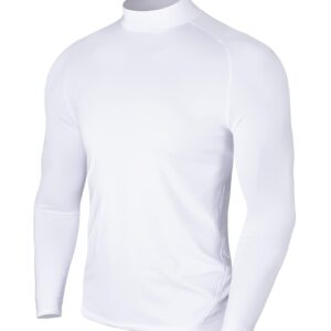 Mens Mock Turtleneck Thermal(White,XXL)