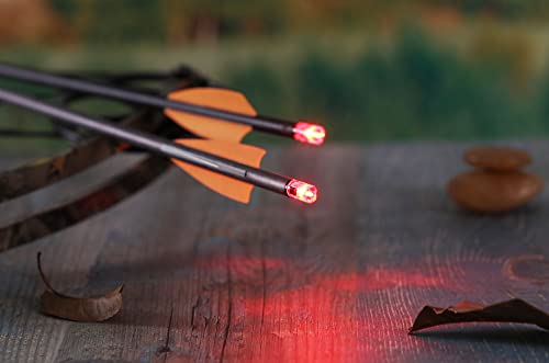 DEEPOWER Lighted Nocks for Crossbow Bolts 6-Pack Arrow Nocks for .300"/7.62mm Inside Diameter with ON/Off Switch Archery Nocks for Archery Hunting (Red)