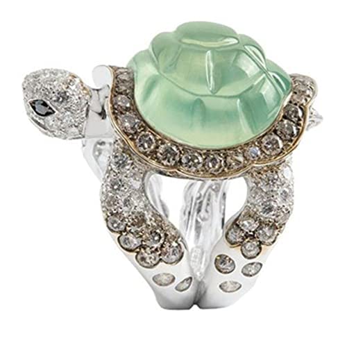 OIDIMS Cute Turtle Rings Cubic Zirconia Statement for Women Men Personalized Animal CZ Crystal Knuckle Middle Finger Band Fashion Jewelry Gifts Birthday Bff Christmas (7)