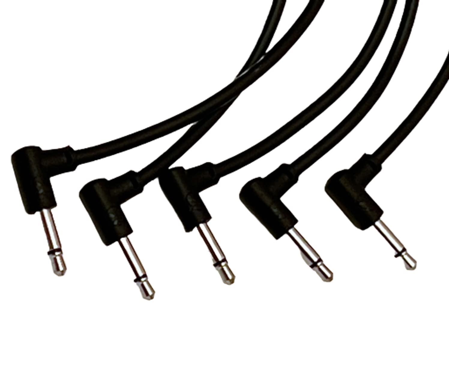 Starving Students Music Supplies Luigis Modular M-PAR Right Angled Eurorack Patch Cables - Package of 5 Black Cables, 24" (60 cm)