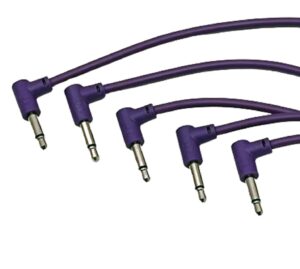 starving students music supplies luigis modular m-par right angled eurorack patch cables - package of 5 purple cables, 4" (10 cm)