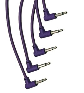 starving students music supplies luigis modular m-par right angled eurorack patch cables - package of 5 purple cables, 6" (15 cm)