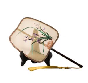 hangerfeng mulberry silk double-sided hand made embroidered fans classical hanfu accessories chinese fan orchid 35