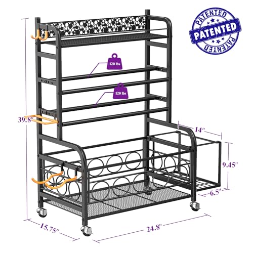 Weight Rack for Dumbbells, Dumbbell Rack Weight Stand, VOPEAK Home Gym Storage Rack for Yoga Mat Kettlebells and Strength Training Equipment, Weight Storage Holder Rack for Dumbbells with Wheels