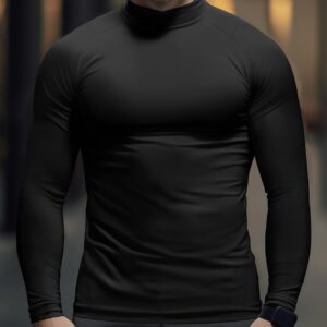 Zengjo Long Sleeve Thermal Shirt Men Compression(Black,XL)