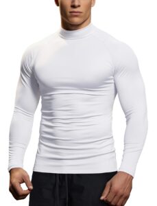 mens mock turtleneck thermal(white,xxl)