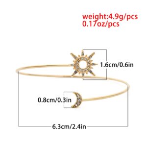 Sttiafay Upper Arm Cuff Crystal Sun Moon Arm Bracelet Upper Arm CZ Armlets Open Bangle Bracelet Arm Band Jewelry for Women