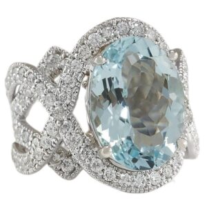 store247 elegant luxurious for women jewelry wedding engagement gift elliptical light blue cubic zirconia ring