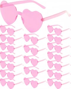 gcqjoq 20 pairs heart sunglasses heart shape frameless sunglasses trendy transparent color party sunglasses