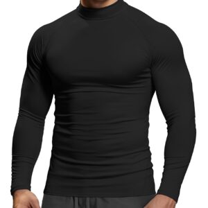 Zengjo Long Sleeve Thermal Shirt Men Compression(Black,XL)