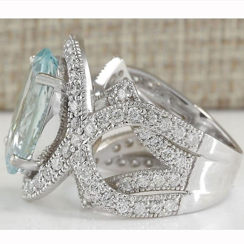 STORE247 Elegant Luxurious For Women Jewelry Wedding Engagement Gift Elliptical Light Blue Cubic Zirconia Ring