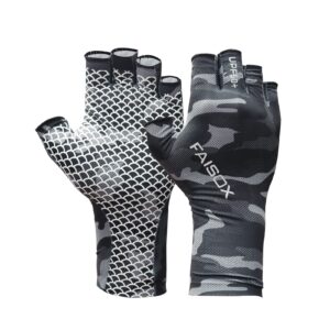 faisox hunting fishing fingerless gloves,upf50+ sun protection gloves for men & women, cooling gloves for fishing,driving,gifts,summer (black camo, medium)