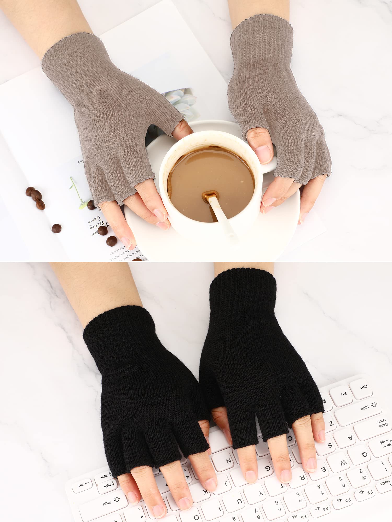 SATINIOR 2 Pair Unisex Half Finger Gloves