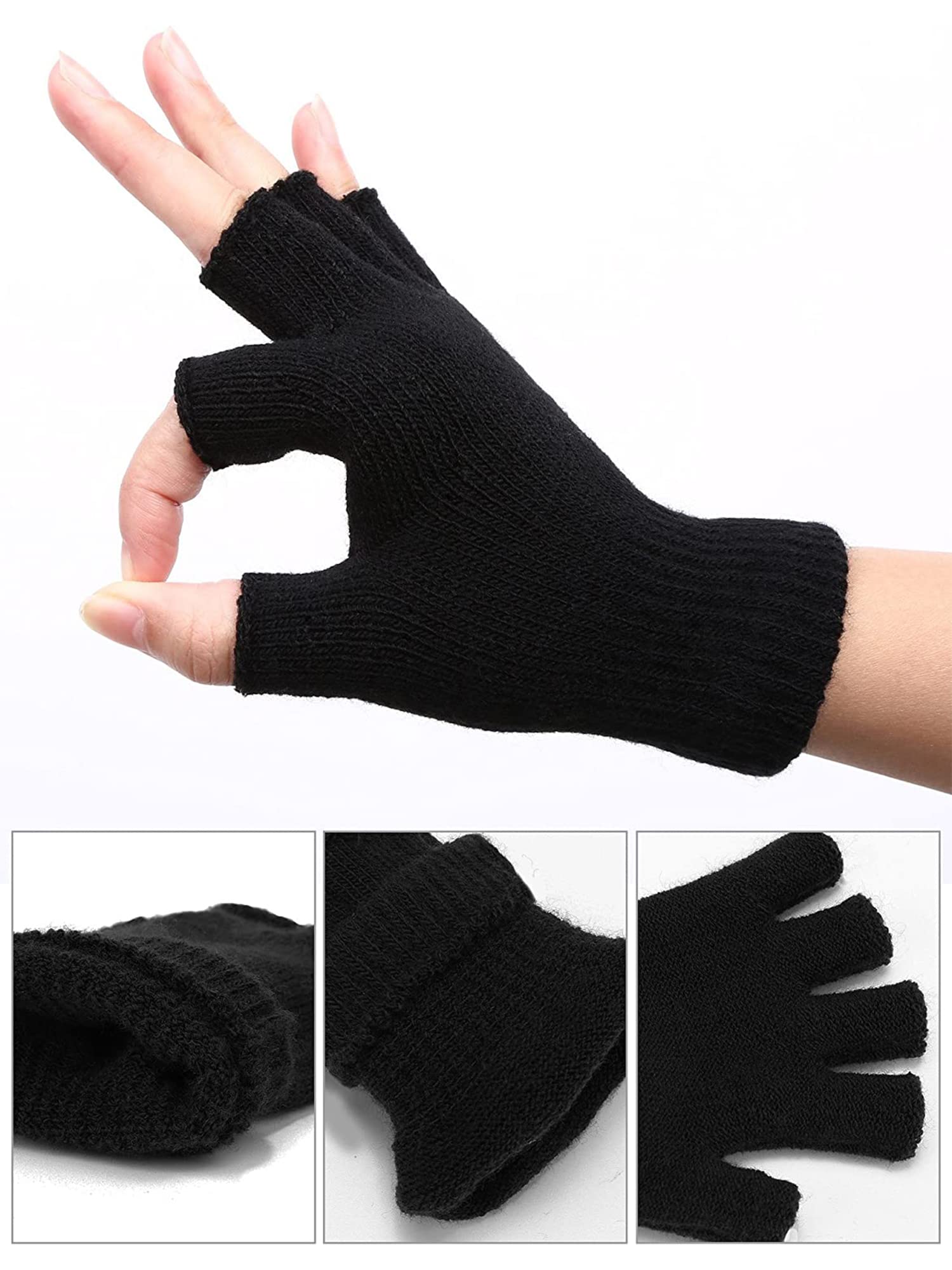 SATINIOR 2 Pair Unisex Half Finger Gloves