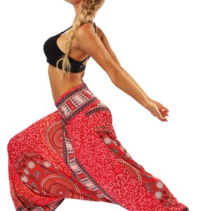 BarbedRose Women's Loose Baggy Gypsy Hippie Boho Yoga Pants Bohemian Beach Harem Trousers Jumpsuit,Tribal Chakra