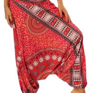 BarbedRose Women's Loose Baggy Gypsy Hippie Boho Yoga Pants Bohemian Beach Harem Trousers Jumpsuit,Tribal Chakra