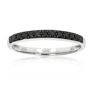 vir jewels 1/6 cttw black diamond wedding band in .925 sterling silver with milgrain size 8.5