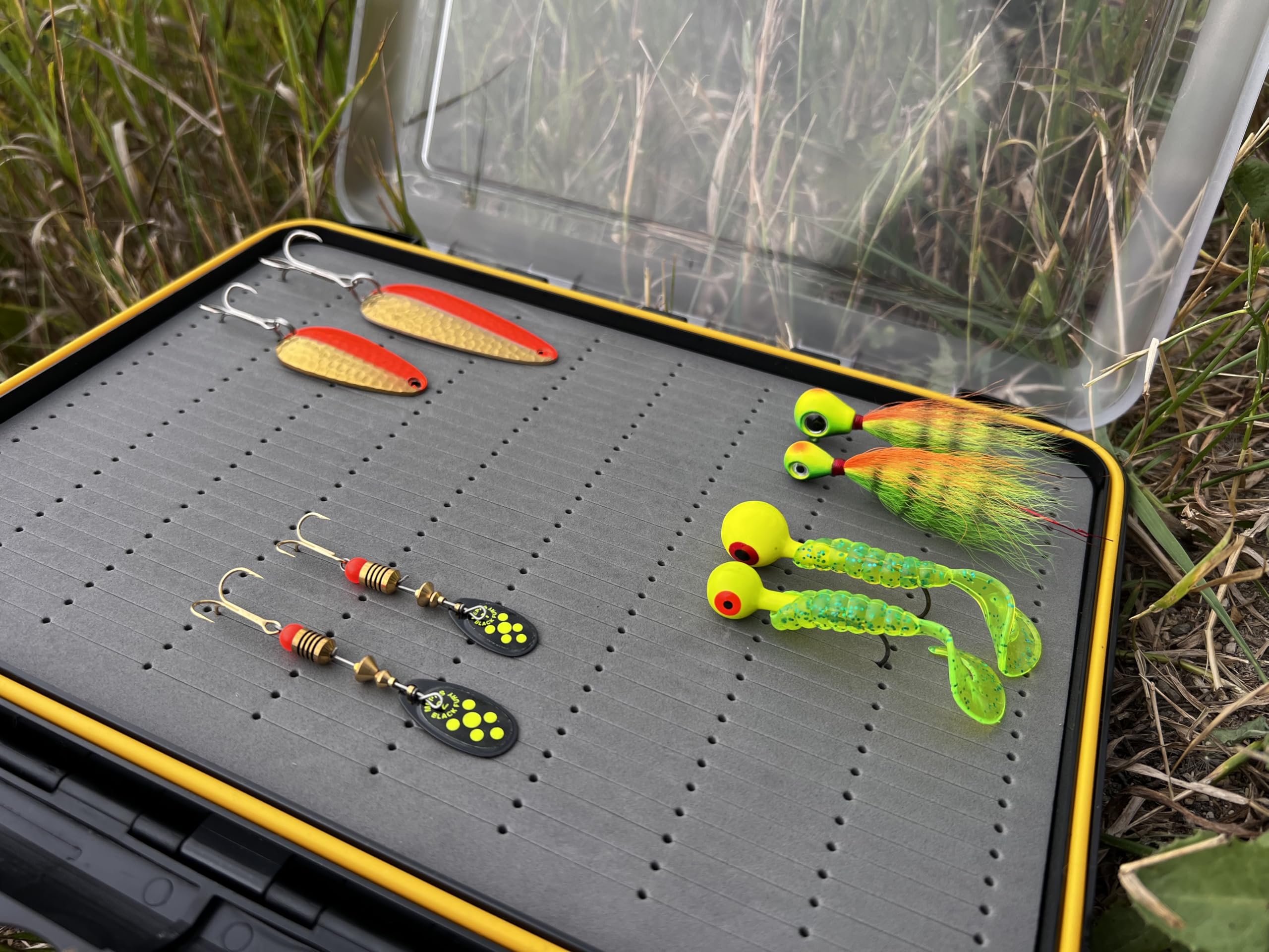 JIGBOX Deep Fishing Jig Organizer Large, Double Sided, Waterproof, Holds Your Larger Jigs, Various Styles of Jig Heads and More, Buck Tails, Weed Jigs, Jigs with Swim Baits, Micro Jigs