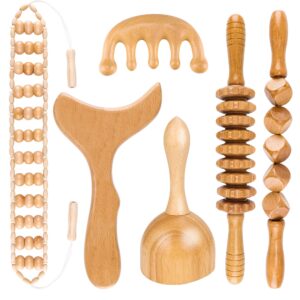 ang tiac wood therapy massage tools, lymphatic drainage massager maderoterapia kit body sculpting tools wood therapy tools for muscle release,anti-cellulite,body sculpting and contouring (6 in 1)