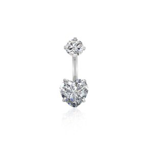 tgnel g23 pure titanium round and heart shaped cz belly button rings petite navel ring for women body piercing jewelry 14g astm f136 white cubic zirconia belly rings 10mm belly bars