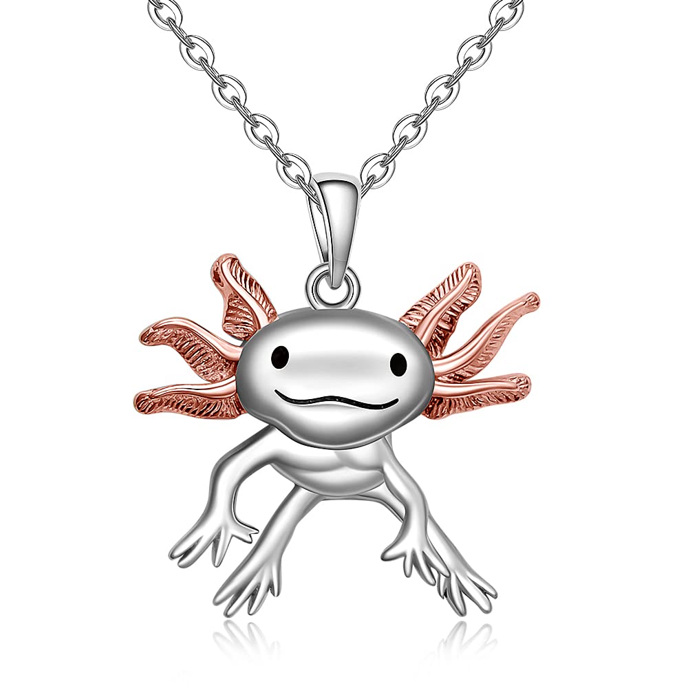 Axolotl Necklace Sterling Silver Pendants Cute Axolotl Friendship Mexican Necklaces for Women Dainty Charm Unique Animal Jewelry Gift