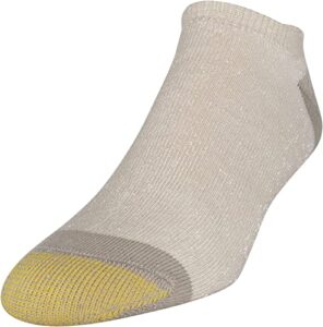 gold toe men's socks no show 6-pack liner breathable soft cotton blend slightly irregular (khaki heather)