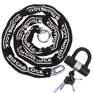 akm motorcycle lock chain lock anti-theft 8.2ft/250cm super long durable 12mm thick bike chain lock with 4 keys security 16mm u lock,for motorcycles,containers,trailers,atv