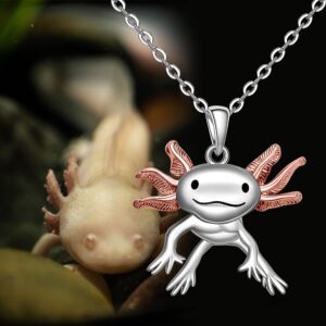 Axolotl Necklace Sterling Silver Pendants Cute Axolotl Friendship Mexican Necklaces for Women Dainty Charm Unique Animal Jewelry Gift