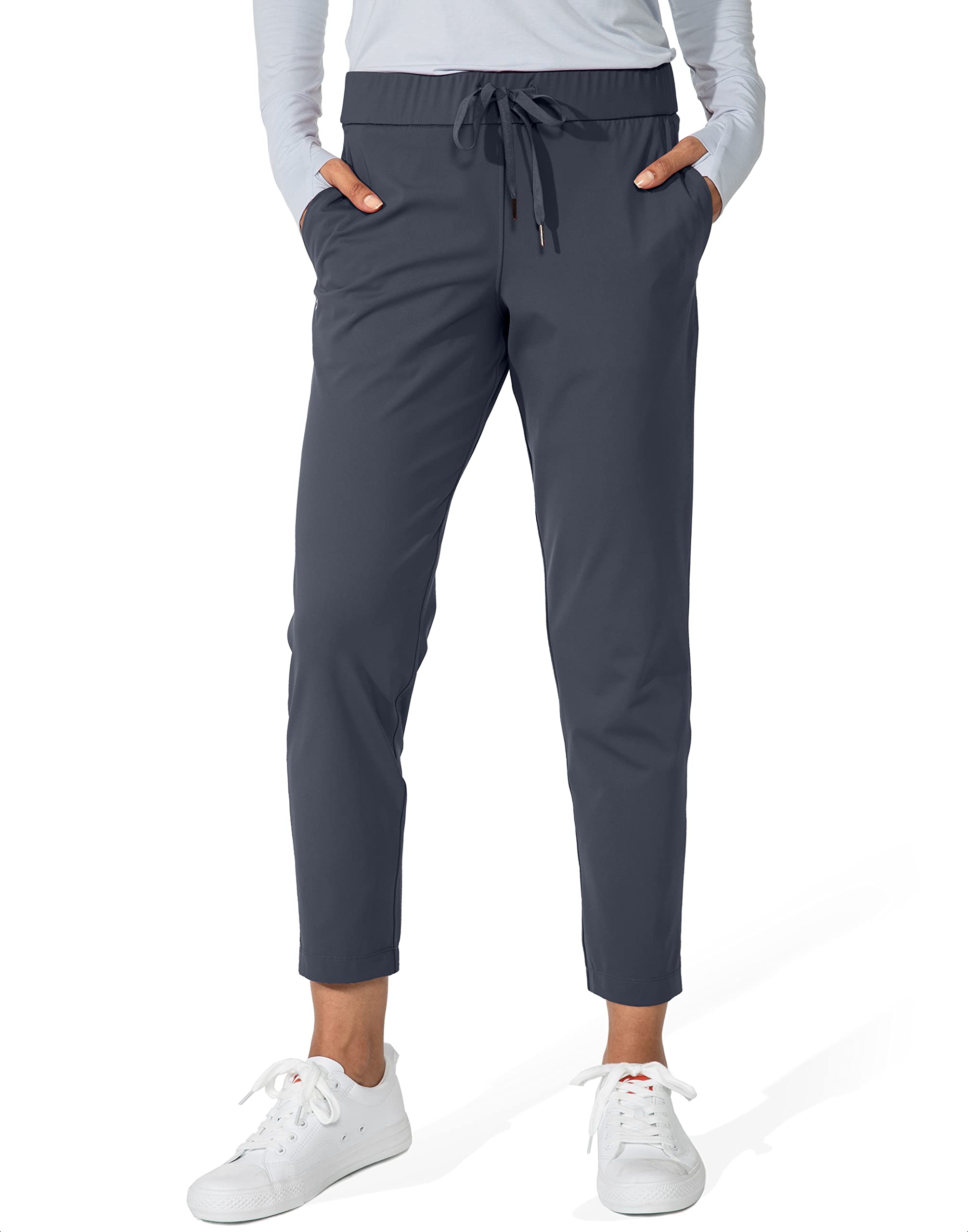 G Gradual Women's Pants with Deep Pockets 7/8 Stretch Sweatpants for Women Athletic, Golf, Lounge, Work (Dark Grey, Medium)