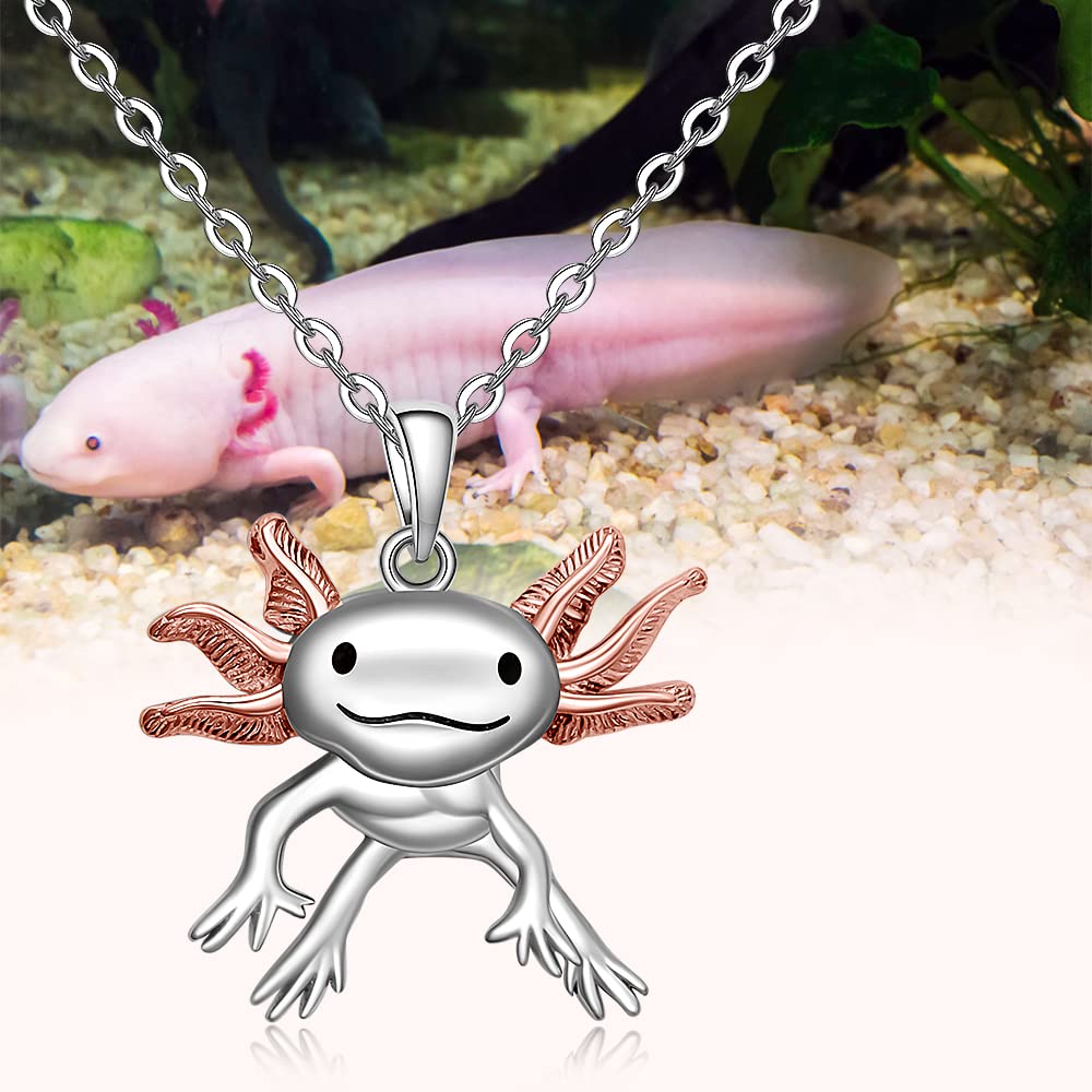 Axolotl Necklace Sterling Silver Pendants Cute Axolotl Friendship Mexican Necklaces for Women Dainty Charm Unique Animal Jewelry Gift