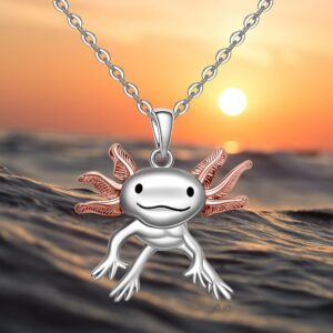 Axolotl Necklace Sterling Silver Pendants Cute Axolotl Friendship Mexican Necklaces for Women Dainty Charm Unique Animal Jewelry Gift