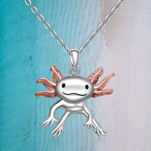 Axolotl Necklace Sterling Silver Pendants Cute Axolotl Friendship Mexican Necklaces for Women Dainty Charm Unique Animal Jewelry Gift