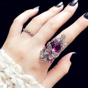 fashion jewelry & retro piece size amethyst ring - (two inlay sapphire rings snake gold ring (purple, 8#)