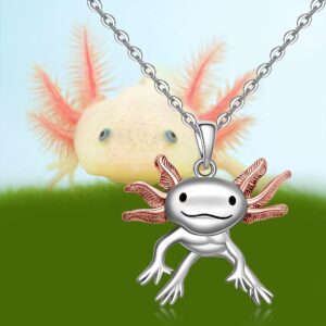 Axolotl Necklace Sterling Silver Pendants Cute Axolotl Friendship Mexican Necklaces for Women Dainty Charm Unique Animal Jewelry Gift