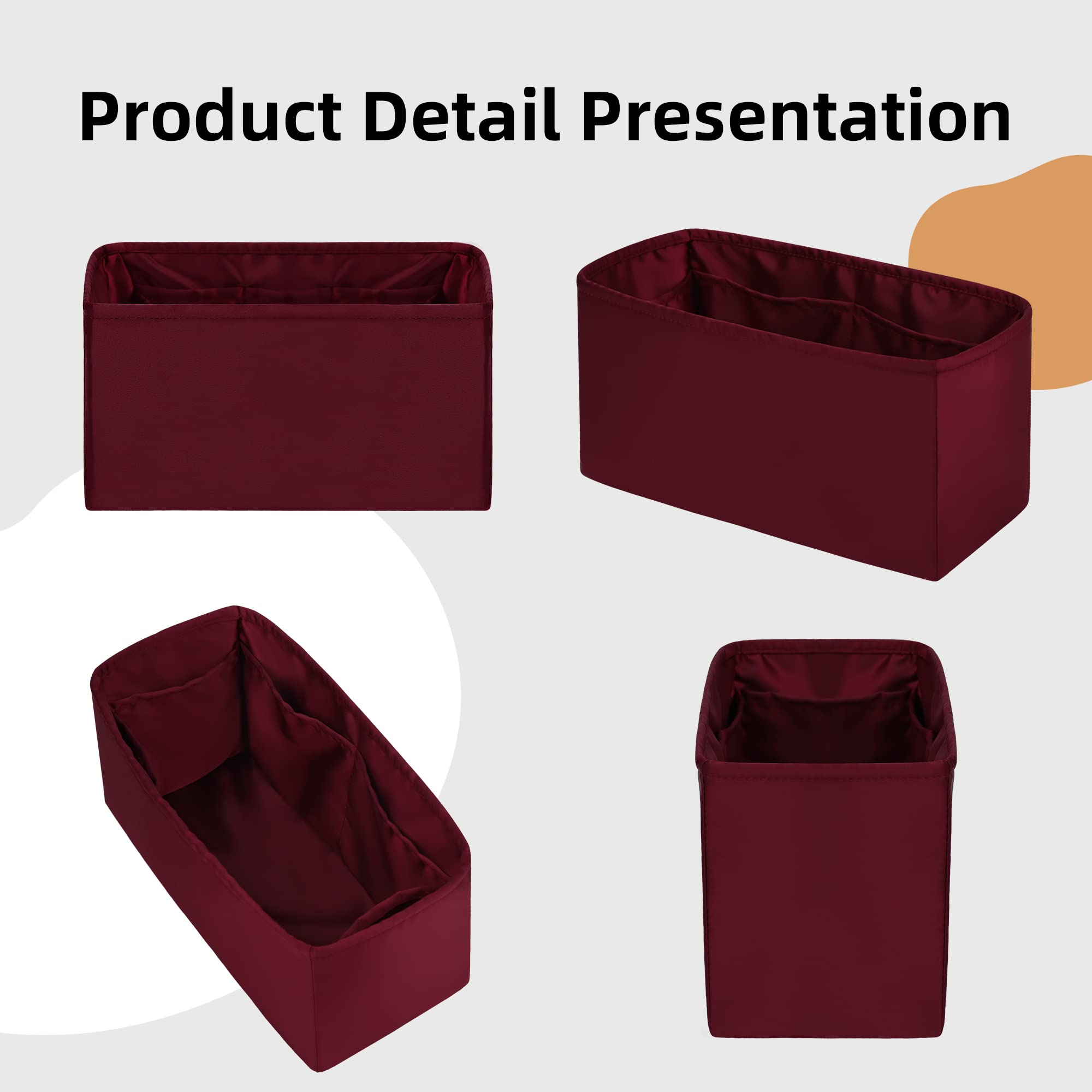 DGAZ Silk Purse Organizer Insert Fits LV ONTHEGO bags，Silky Smooth Bag Organizer，Luxury Handbag & Tote Shaper（Wine red，MM）