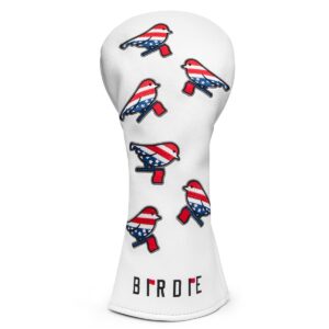 golf wood head covers driver cover 3 wood headcover hybrid head covers embroidery white usa american flag birdie design golf club headcovers leather hand-made wood head cover for all golf wood clubs