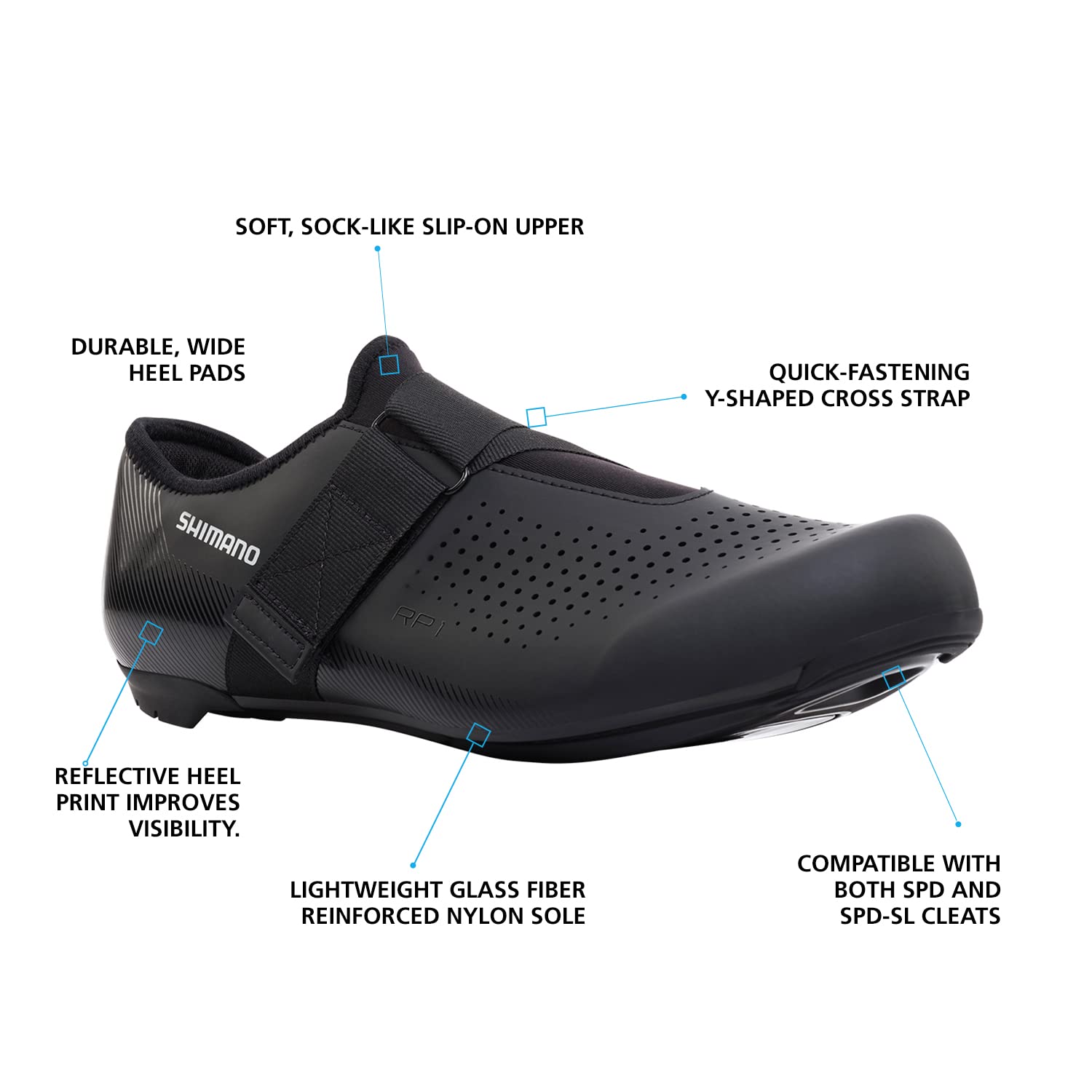 SHIMANO SH-RP101 High Performing All-Rounder Cycling Shoe, Black, 14-14.5 Women / 11-11.5 Men (EU 46)