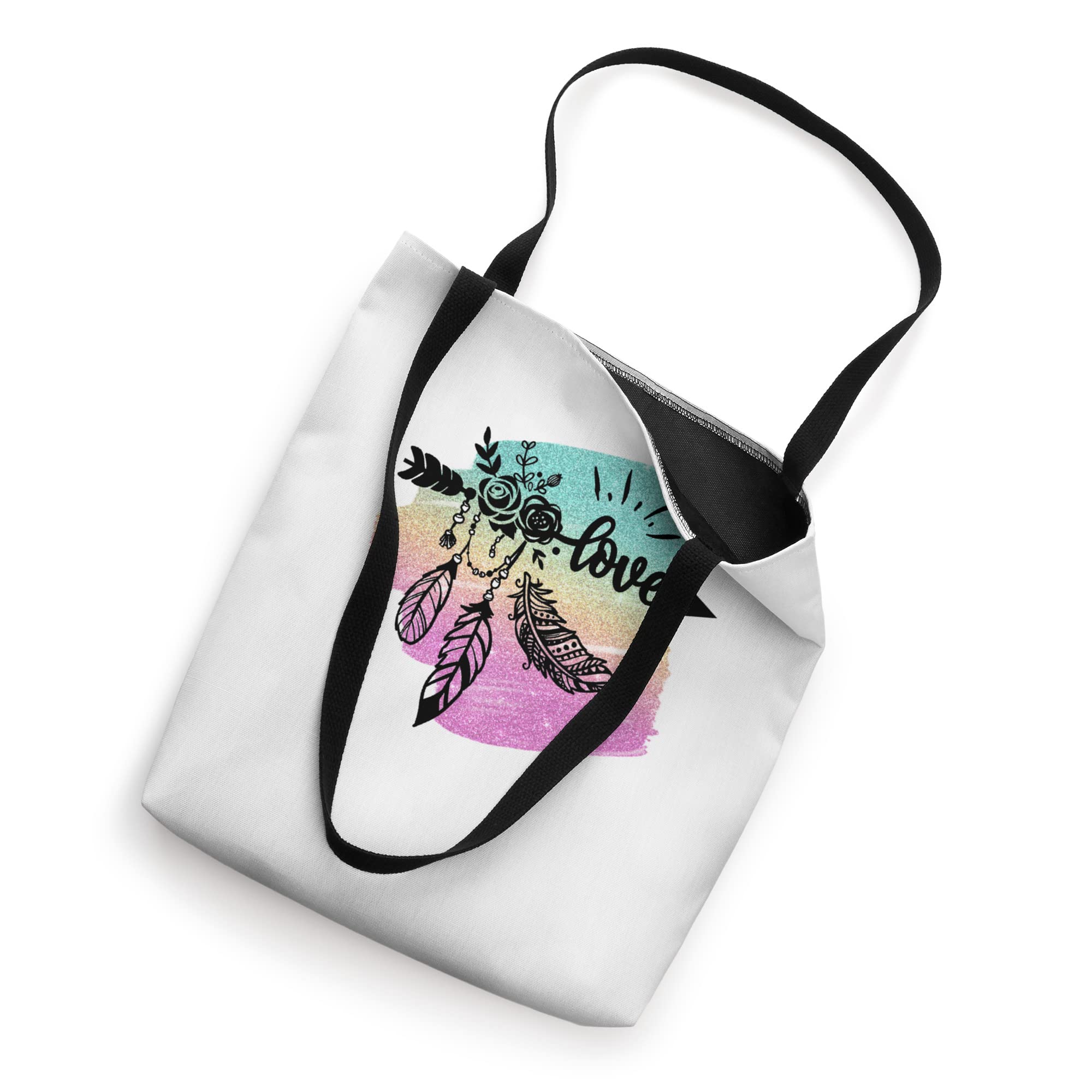 Boho Love Feathers Tote Bag