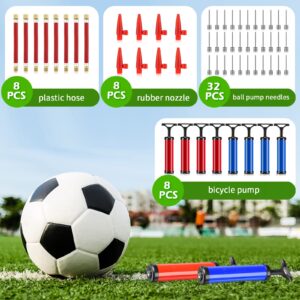 Chumia 8 Sets Ball Pumps Air Pump Bulk for Balls with Needle, Nozzle, Extension Hose Sports Ball Tool for Soccer Basketball Football Volleyball (Blue, Red)