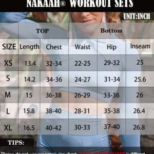 NAKAAH Workout Sets for Women Seamless High Waist Cute Crop Tops Yoga Two Piece Outfits for Women Sun Dried Tomato L