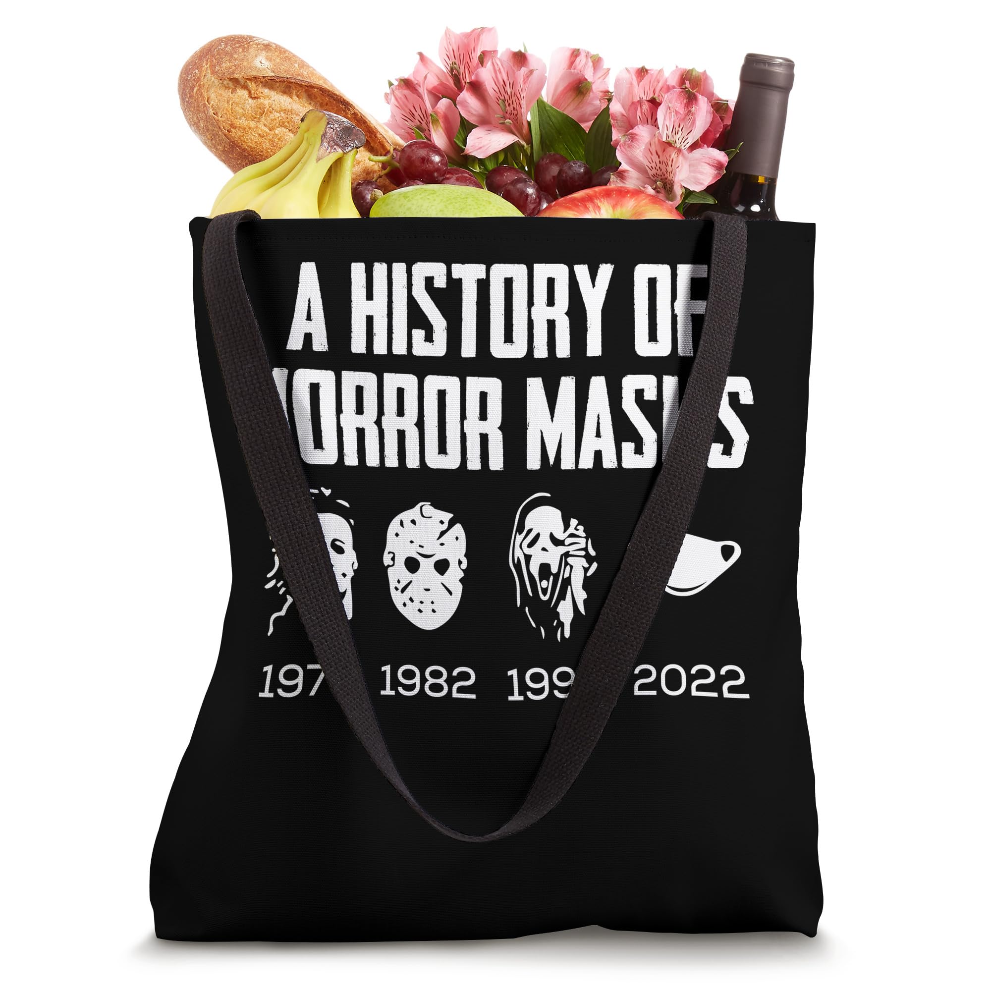 History Of Horror Masks Lazy Halloween Costume Face Mask Tote Bag