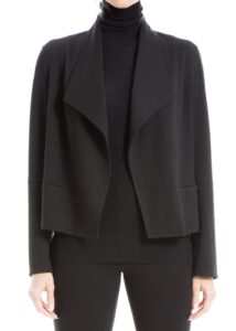 max studio women's scuba drape front jacket, black, small