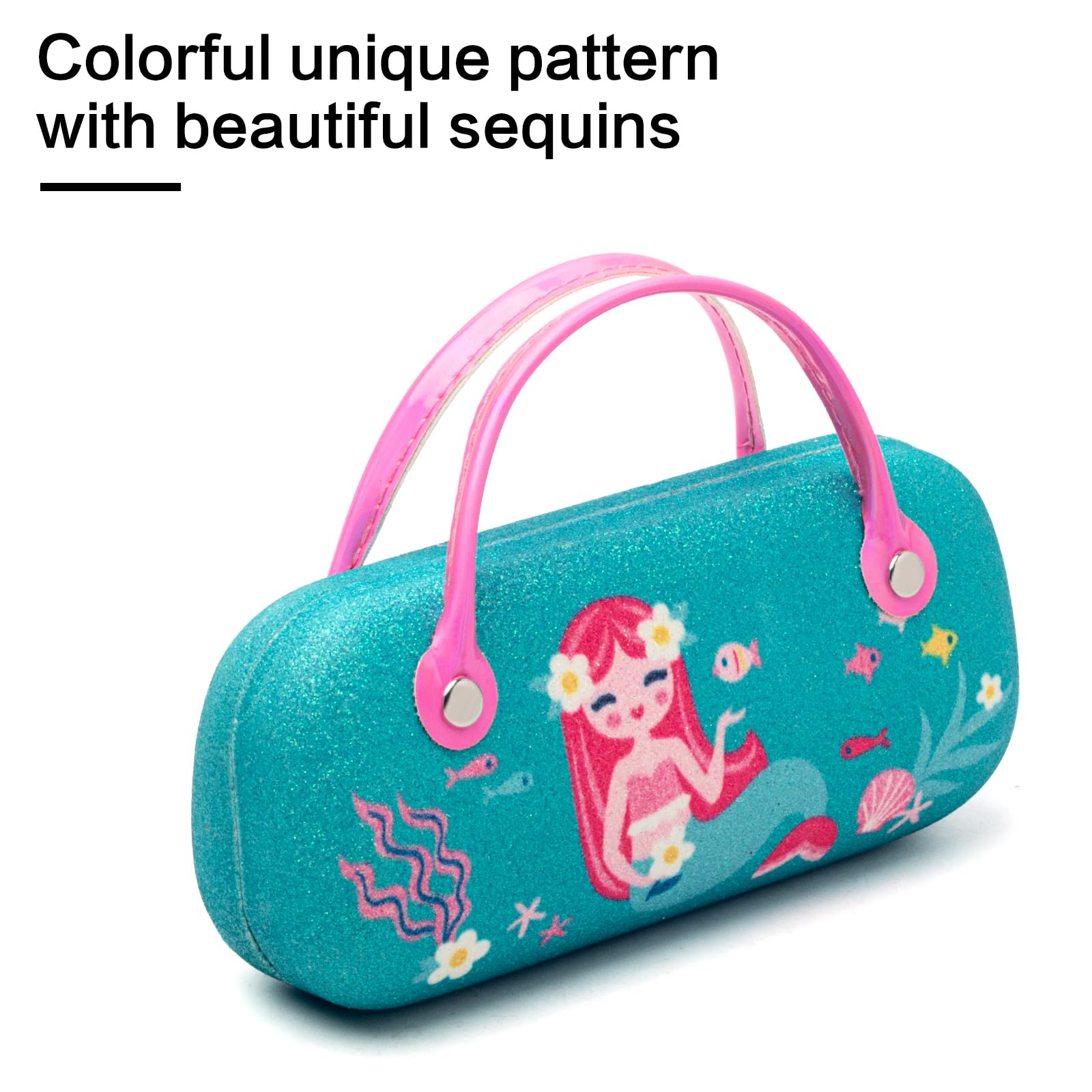 Face Shadow Kids Girls Glasses Case Eyeglass Case Various Pattern Hard Shell with Handle - Little Mermaid