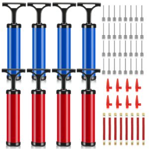 chumia 8 sets ball pumps air pump bulk for balls with needle, nozzle, extension hose sports ball tool for soccer basketball football volleyball (blue, red)