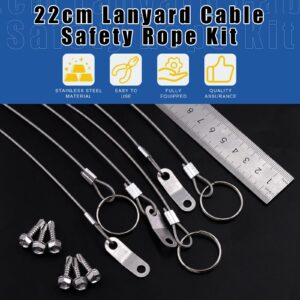 Glarks 20Pcs 11 Inches Lanyard Cable Set Including 10Pcs 304 Stainless Steel Safety Tether Wire with Quick Release Ring and Rubber Coating and 10Pcs Self Drilling Hex Head Screws for Car Boat Fastener