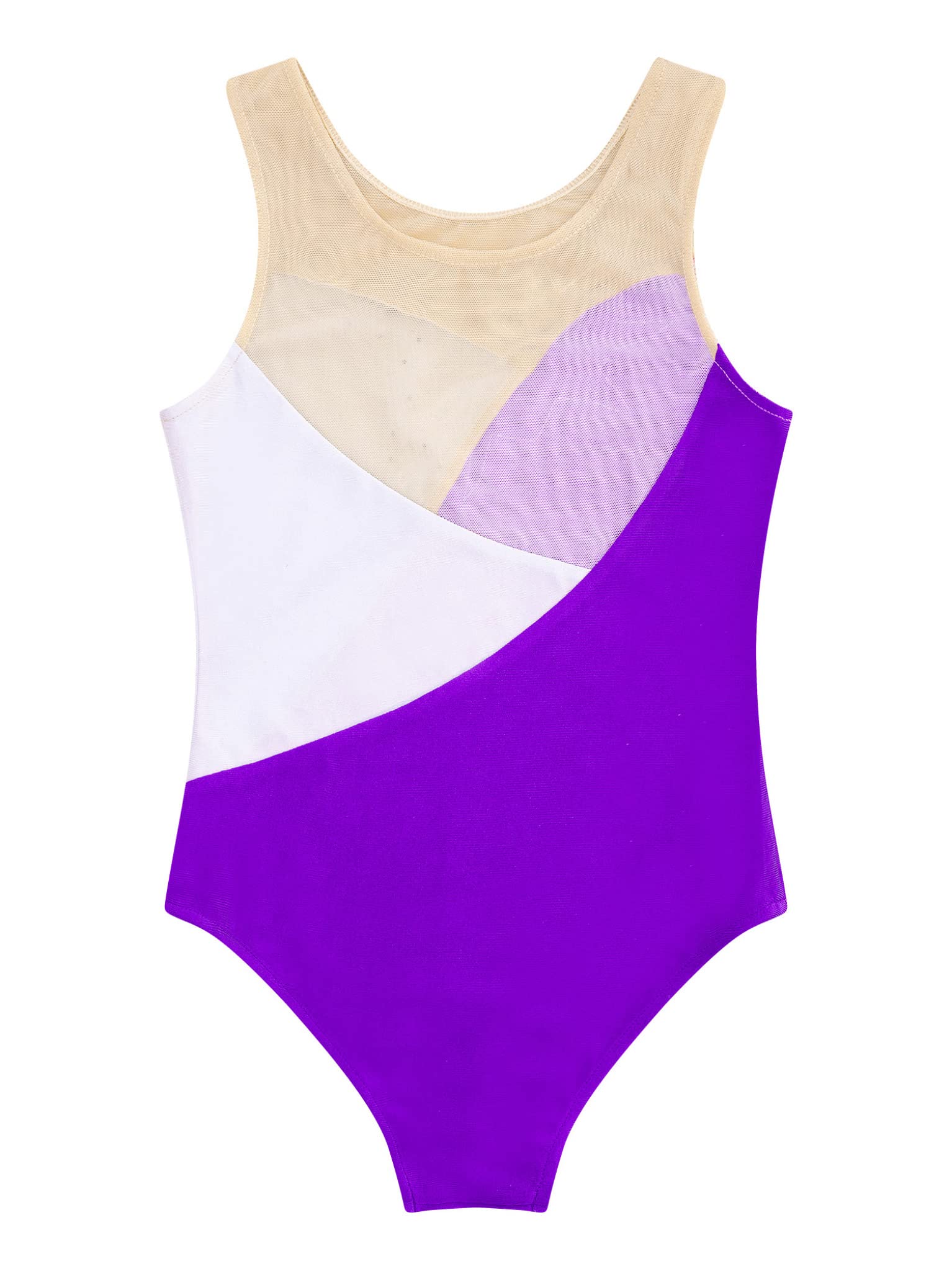 VernLan Gymnastics Leotards for Little Girls One-piece Sparkle Metallic Sleeveless Rhinestone Dancing Athletic Leotards Purple 6 Years