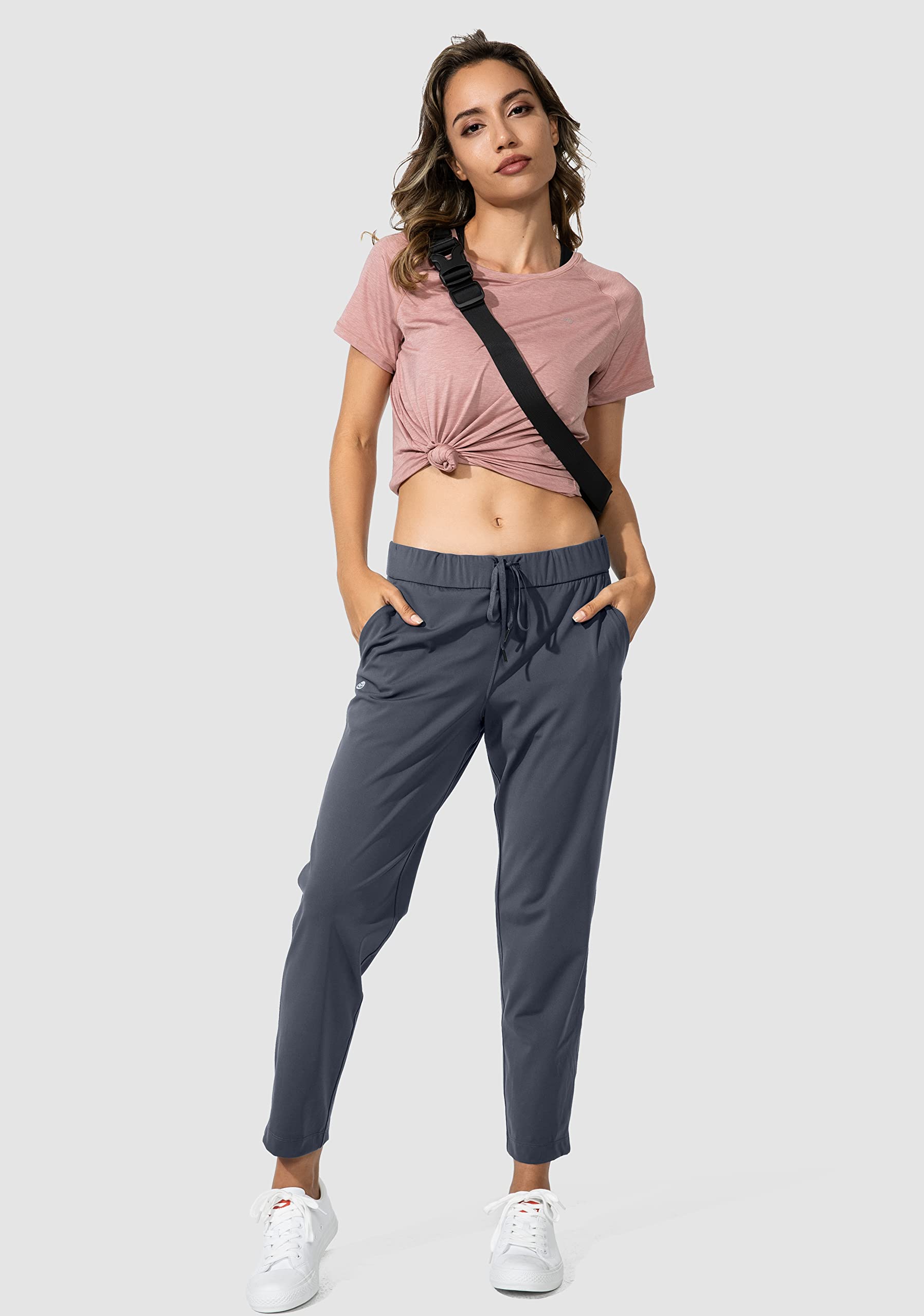 G Gradual Women's Pants with Deep Pockets 7/8 Stretch Sweatpants for Women Athletic, Golf, Lounge, Work (Dark Grey, Medium)